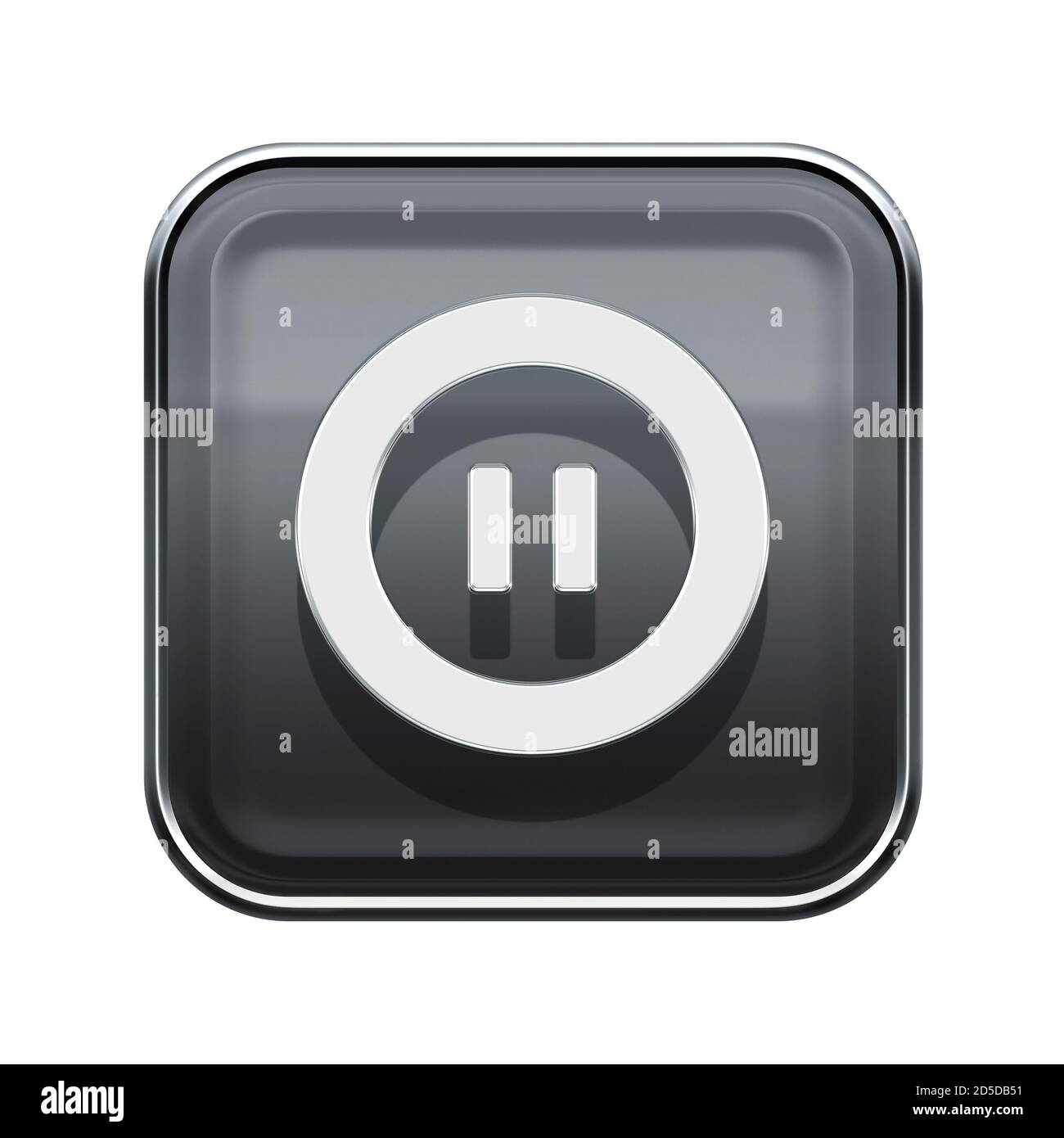 Pause icon glossy grey, isolated on white background Stock Photo - Alamy