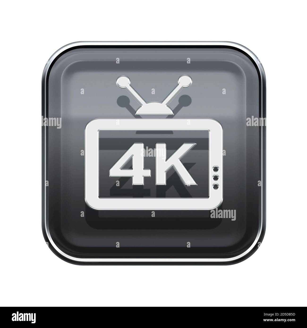 4K icon glossy grey, isolated on white background Stock Photo - Alamy