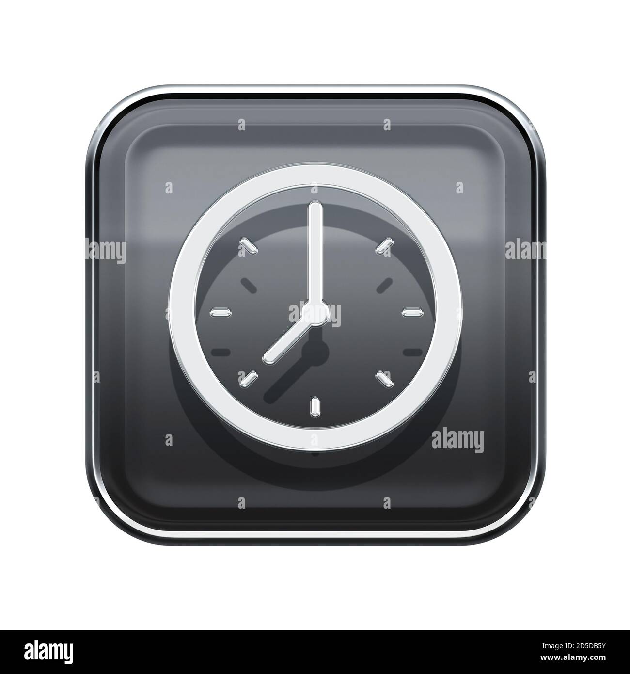 Clock icon glossy grey, isolated on white background Stock Photo - Alamy