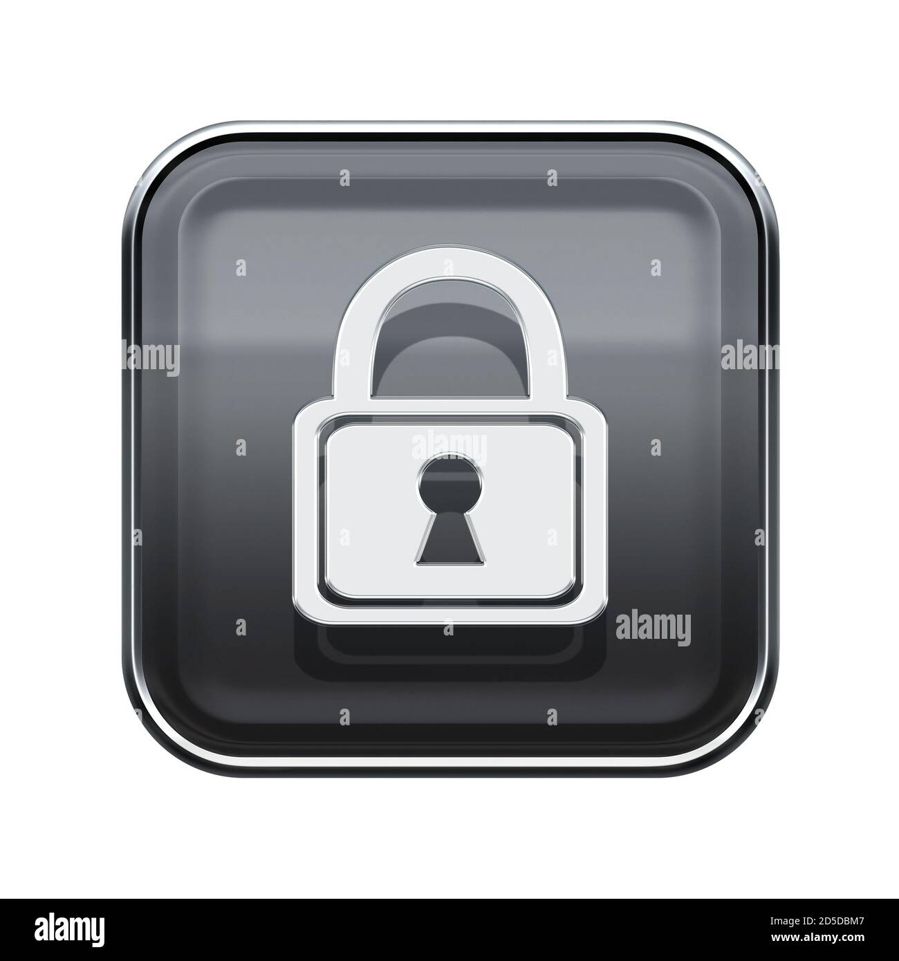 Lock icon glossy grey, isolated on white background Stock Photo - Alamy