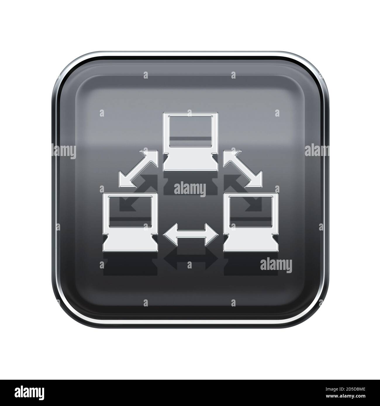 Network icon glossy grey, isolated on white background Stock Photo - Alamy