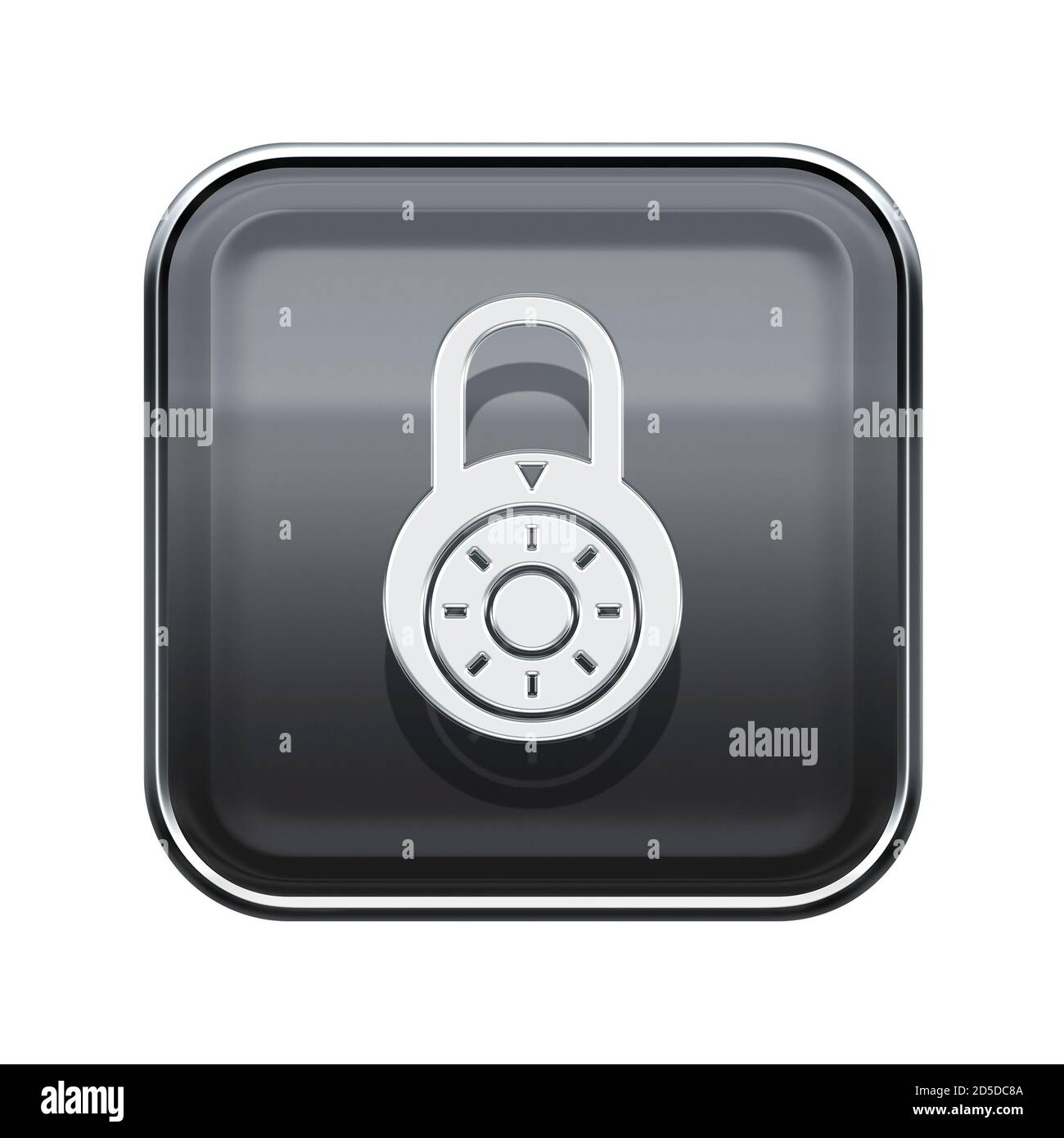 Lock off icon glossy grey, isolated on white background Stock Photo - Alamy