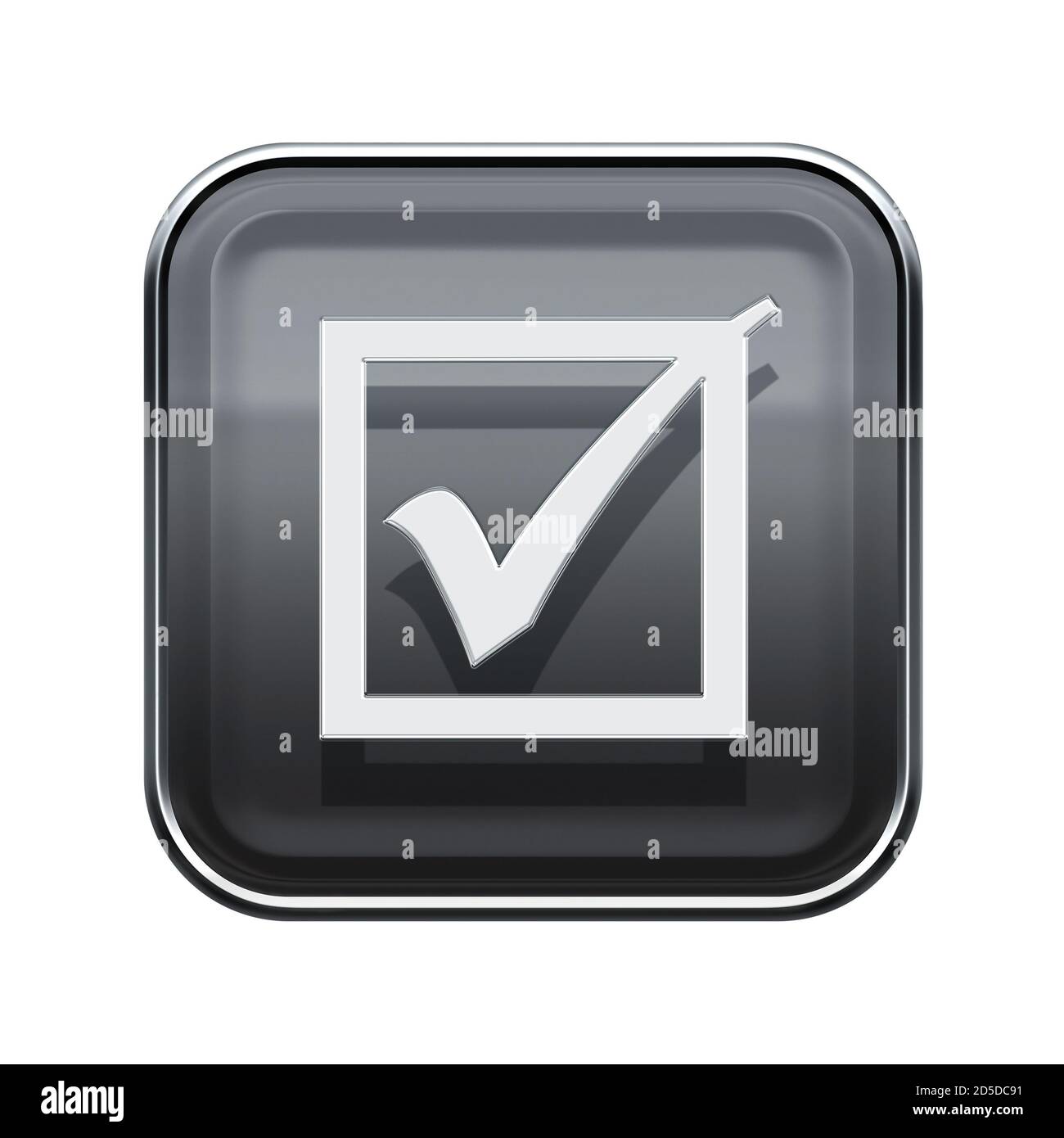 check icon glossy grey, isolated on white background Stock Photo - Alamy