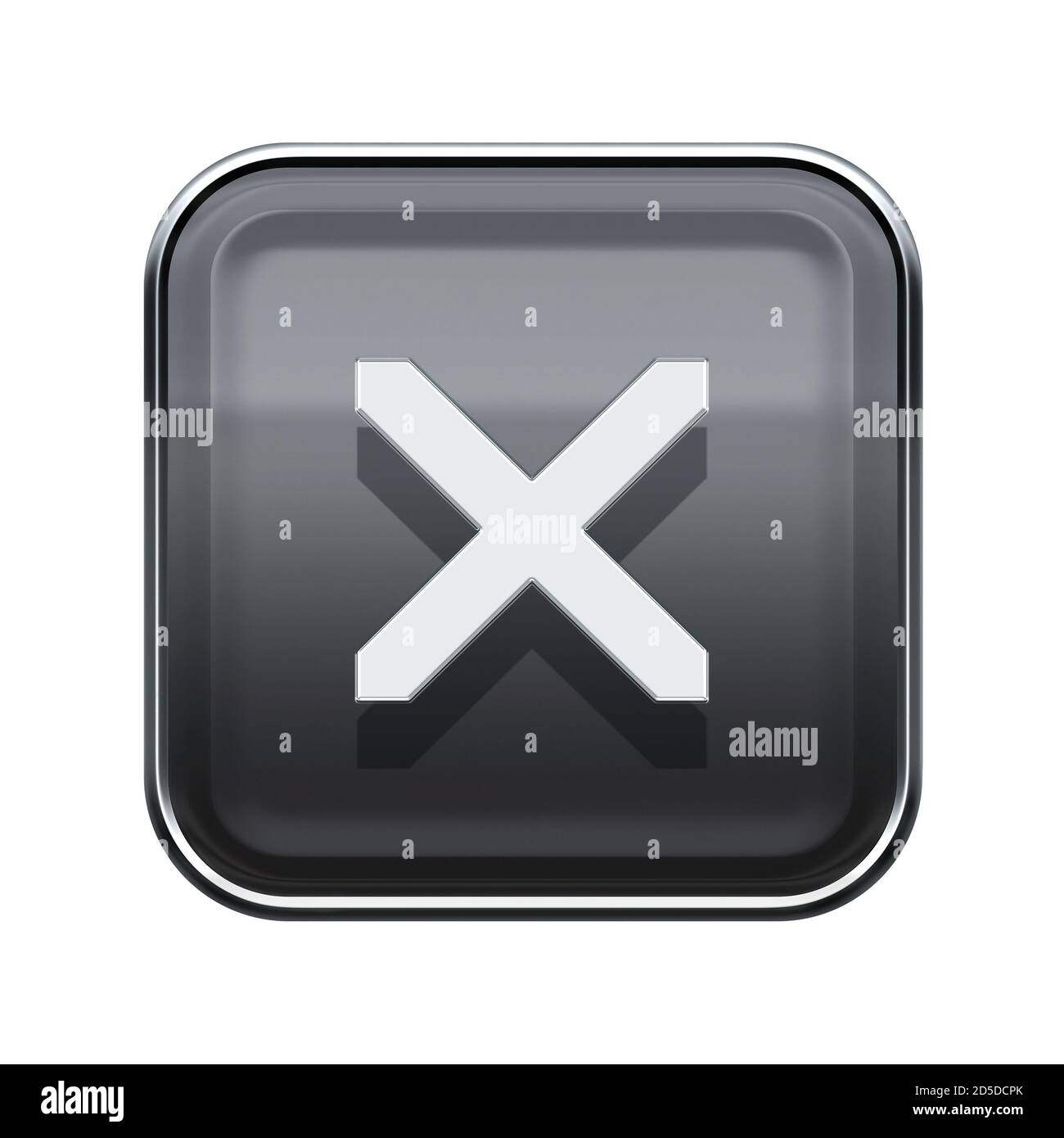 close icon glossy grey, isolated on white background Stock Photo - Alamy