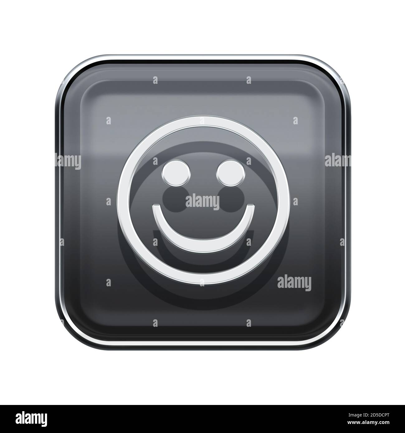 Smiley Face glossy grey, isolated on white background Stock Photo - Alamy