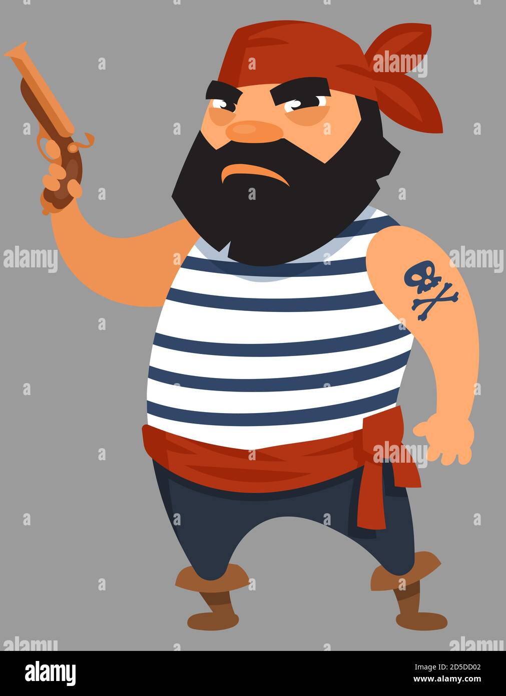 Pirate holding pistol. Male character in cartoon style Stock Vector ...