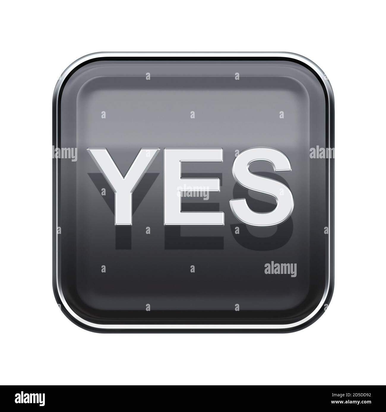 Yes icon glossy grey, isolated on white background Stock Photo - Alamy