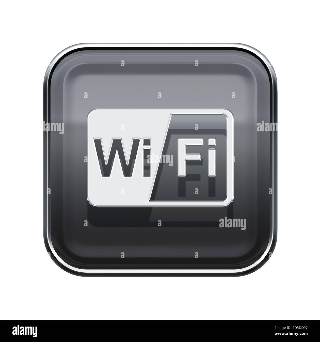 WI-FI icon glossy grey, isolated on white background Stock Photo - Alamy