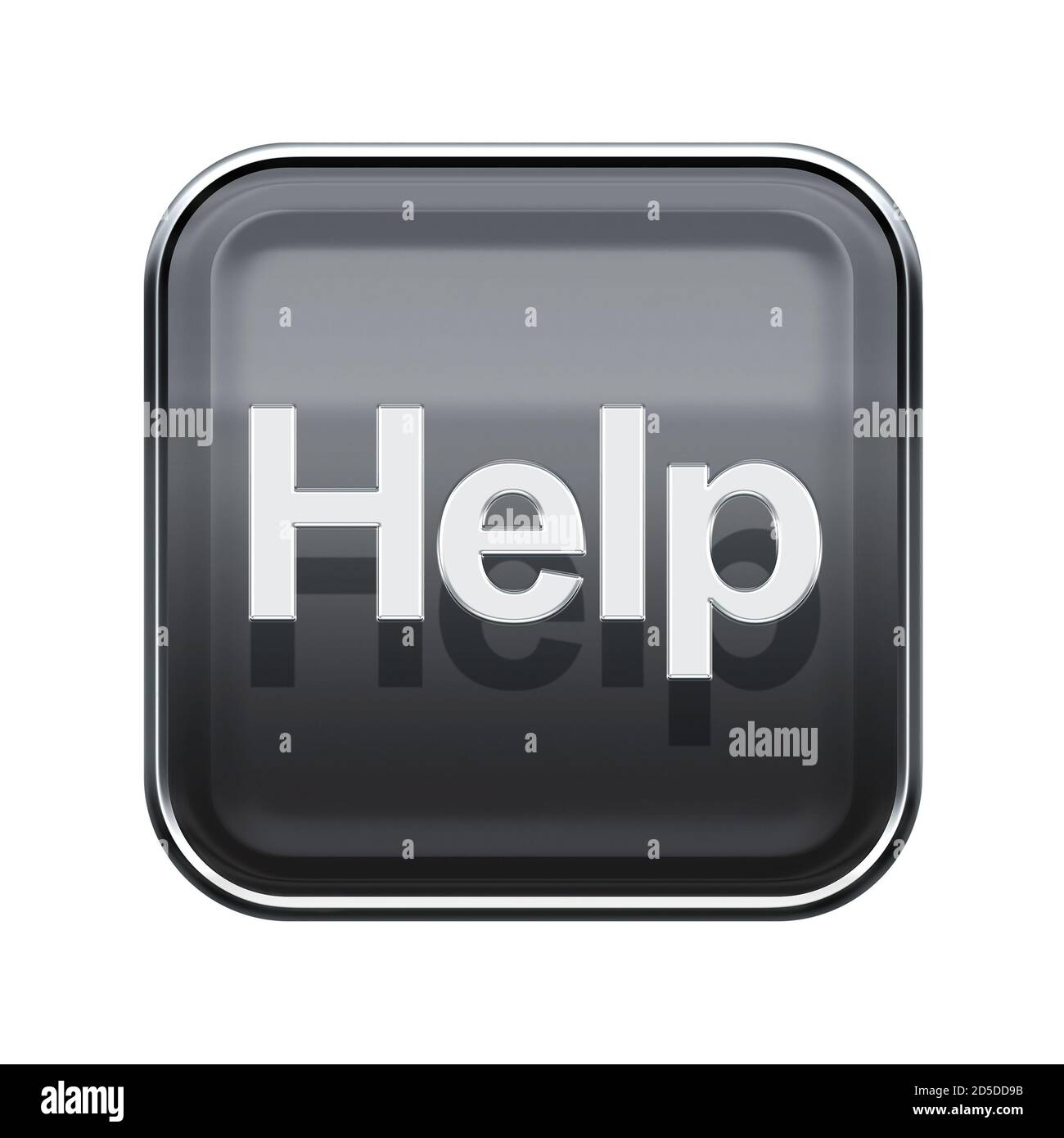 Help icon glossy grey, isolated on white background Stock Photo - Alamy