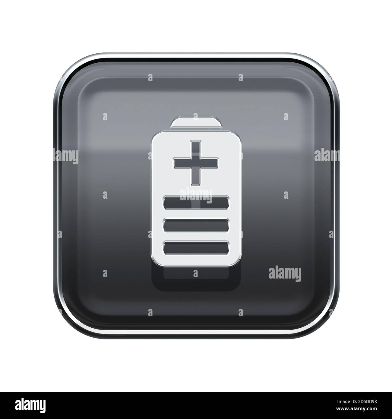 Battery icon glossy grey, isolated on white background Stock Photo - Alamy