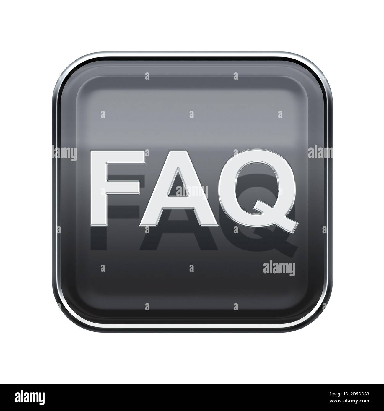 FAQ icon glossy grey, isolated on white background Stock Photo - Alamy