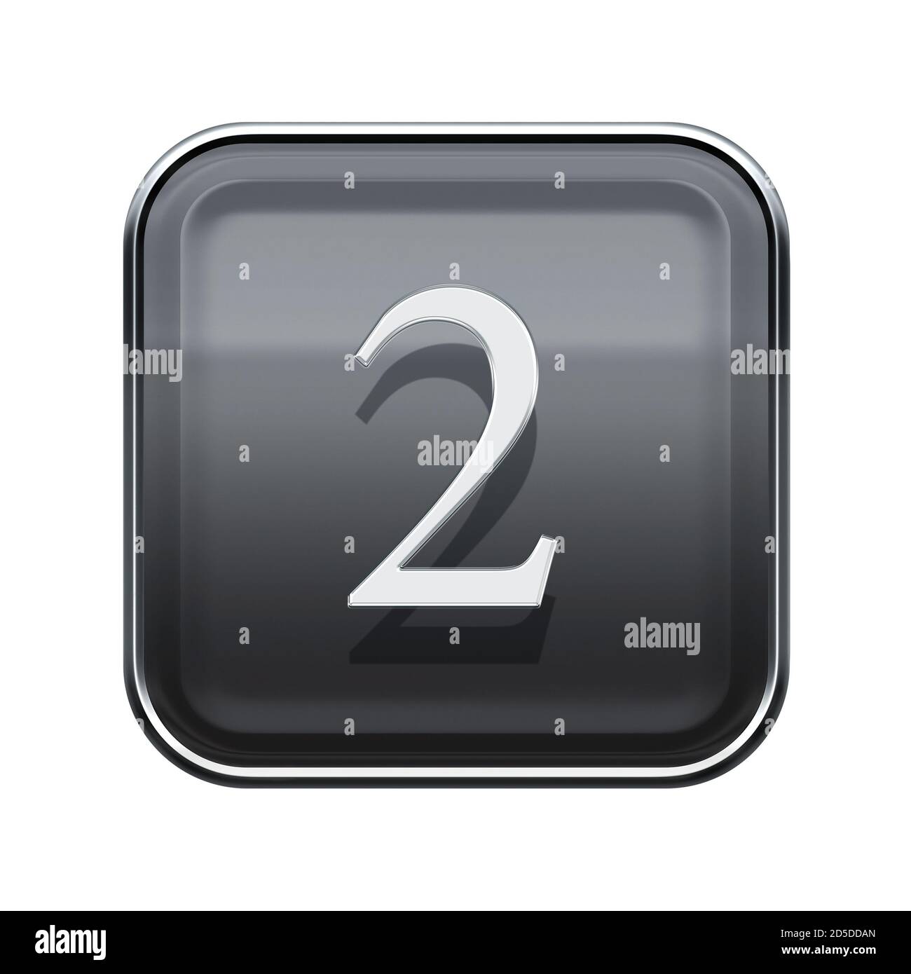 Number two grey glossy, isolated on white background Stock Photo - Alamy