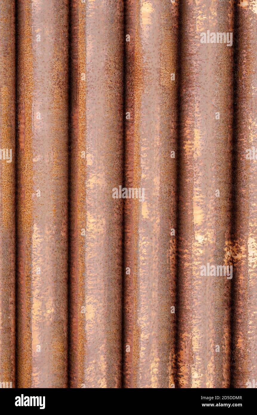 Rusty corrugated metal sheet close-up. Rusty metal texture ...