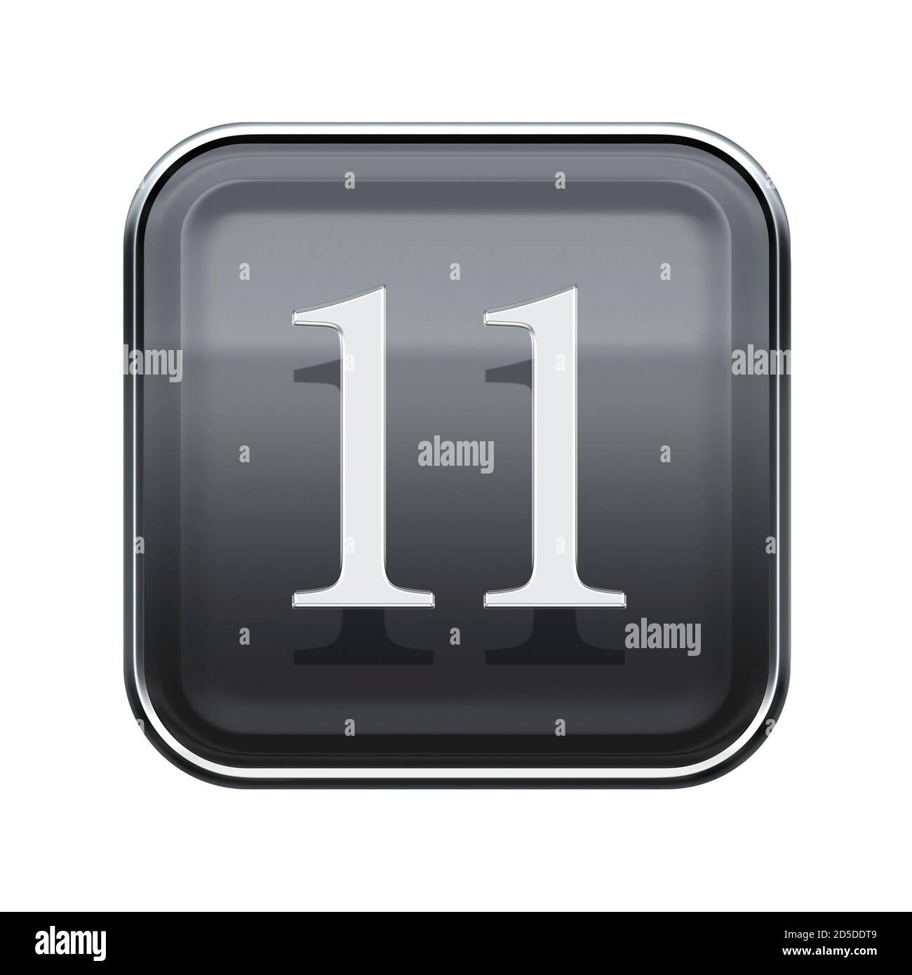 Eleven icon grey glossy, isolated on white background Stock Photo - Alamy