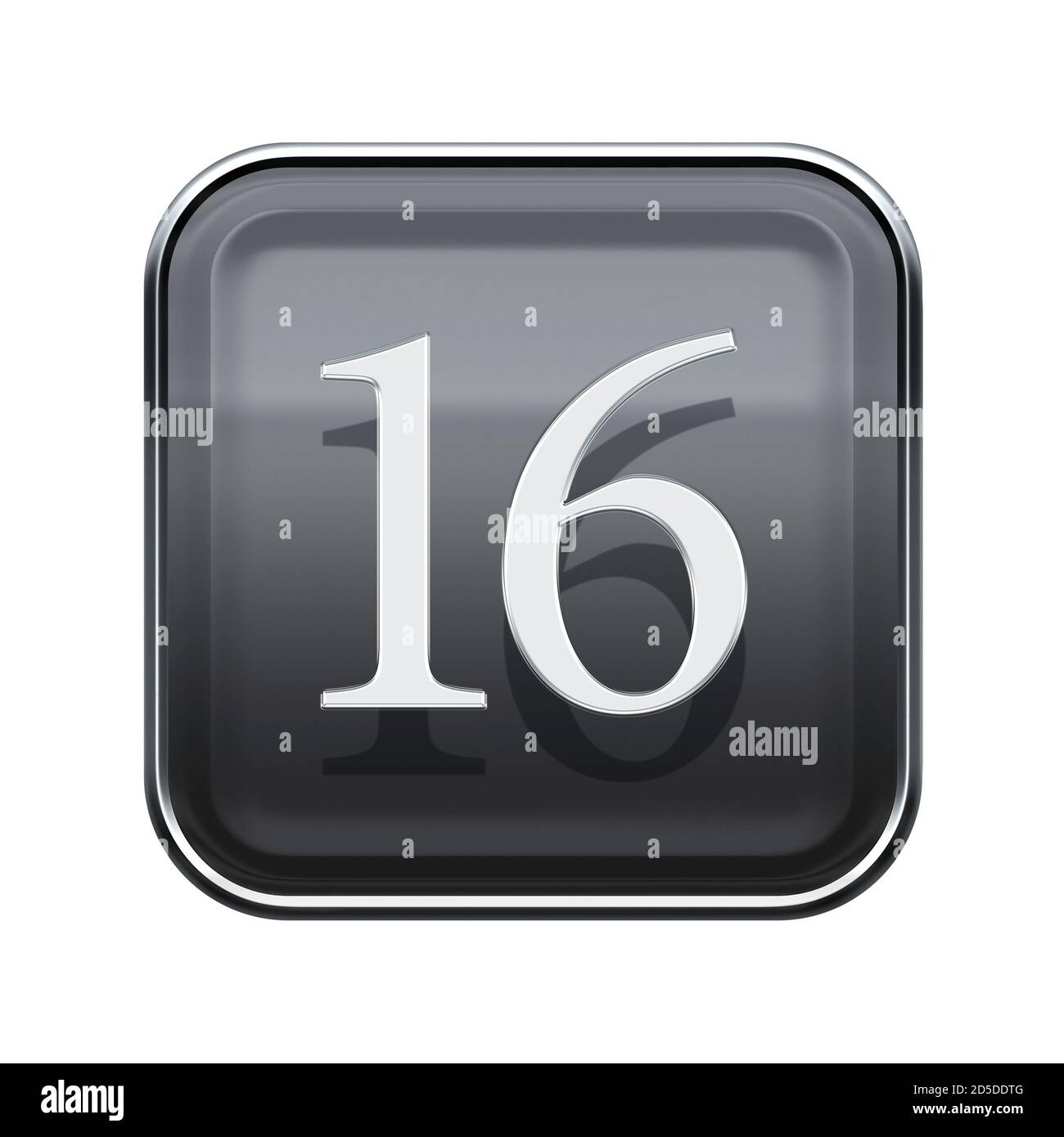 Sixteen icon grey glossy, isolated on white background Stock Photo - Alamy