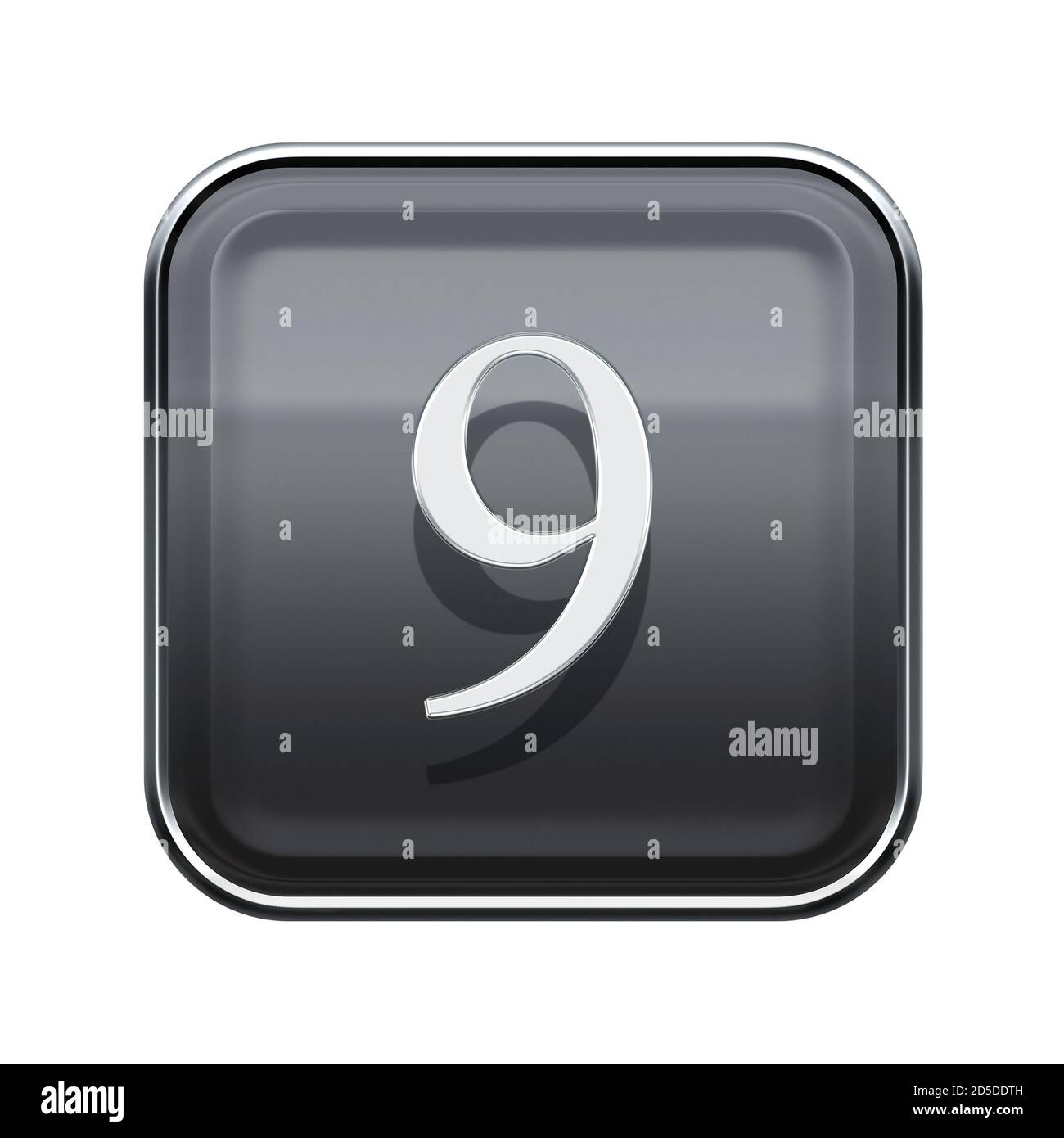 Number nine grey glossy, isolated on white background Stock Photo - Alamy