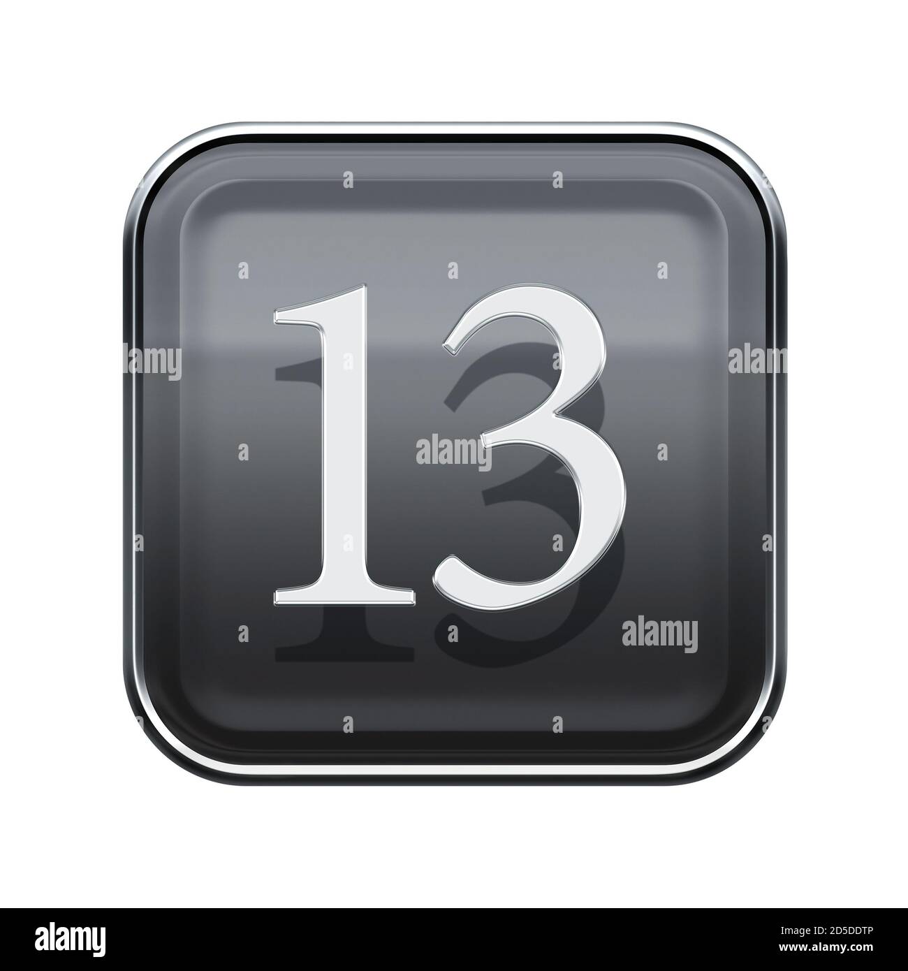 Thirteen icon grey glossy, isolated on white background Stock Photo - Alamy