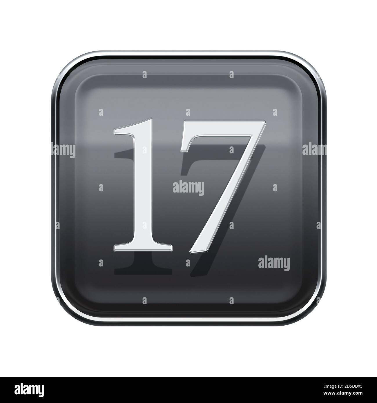 Seventeen icon grey glossy, isolated on white background Stock Photo ...