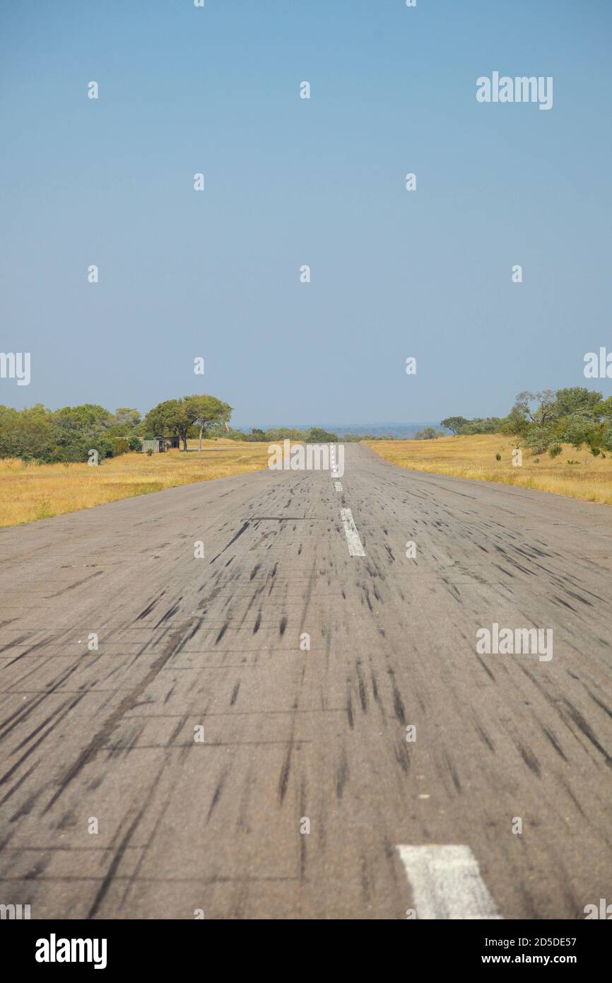 Small bush airport and runway on a private game reserve in South Africa ...