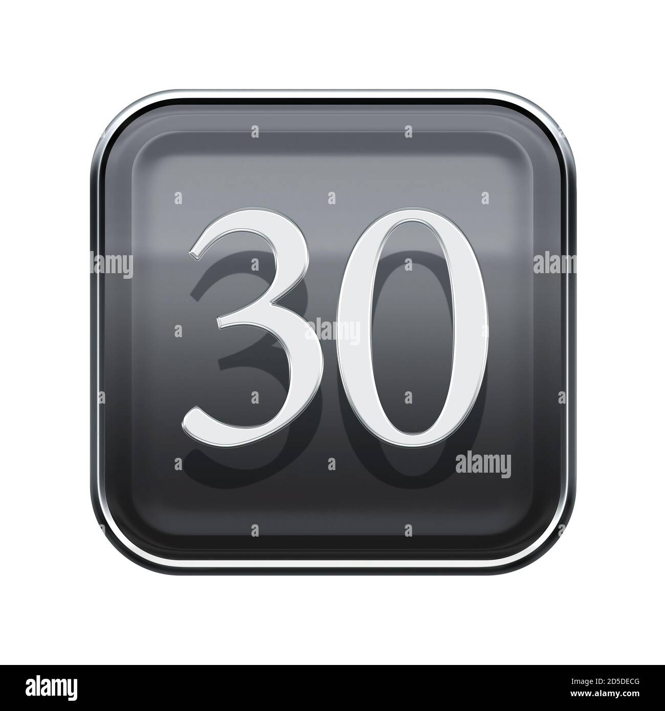 Thirty icon grey glossy, isolated on white background Stock Photo - Alamy