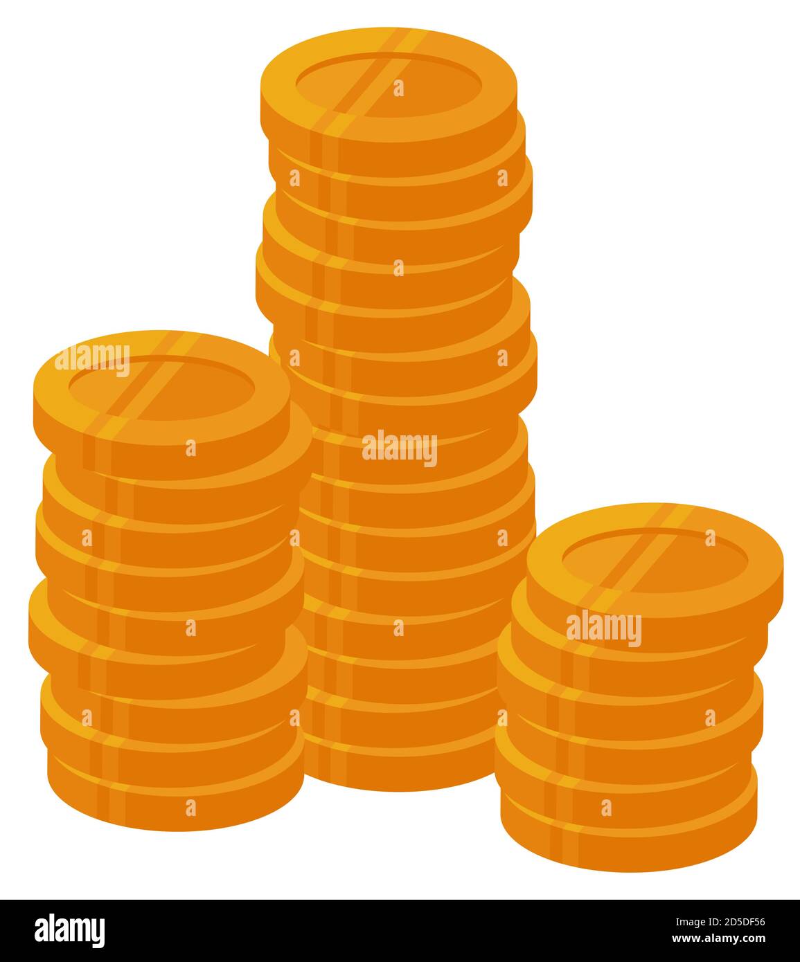 Stack of coins isolated on white background. Money in cartoon style ...