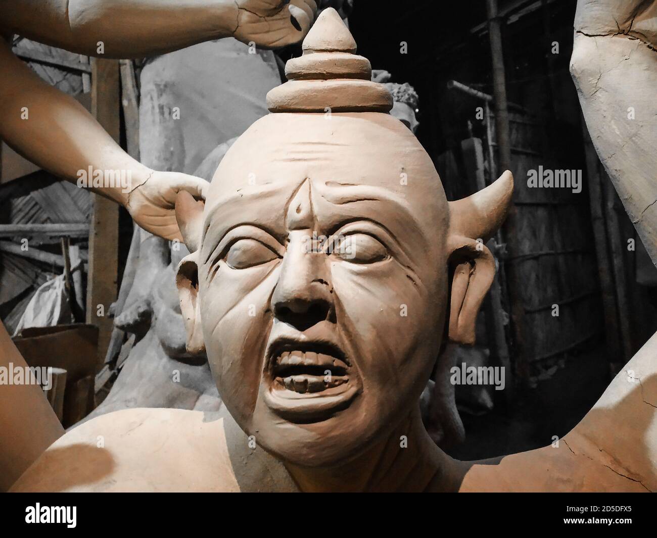 clay Idol making in india for festival. unfinished clay god idol for ...