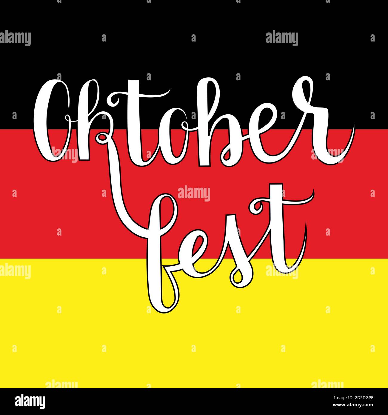 Oktoberfest handwritten lettering on german flag background Stock ...