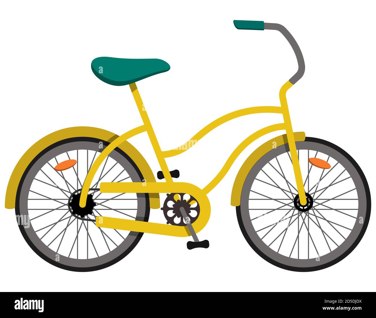Yellow city bike. Ecological transport in cartoon style Stock Vector ...