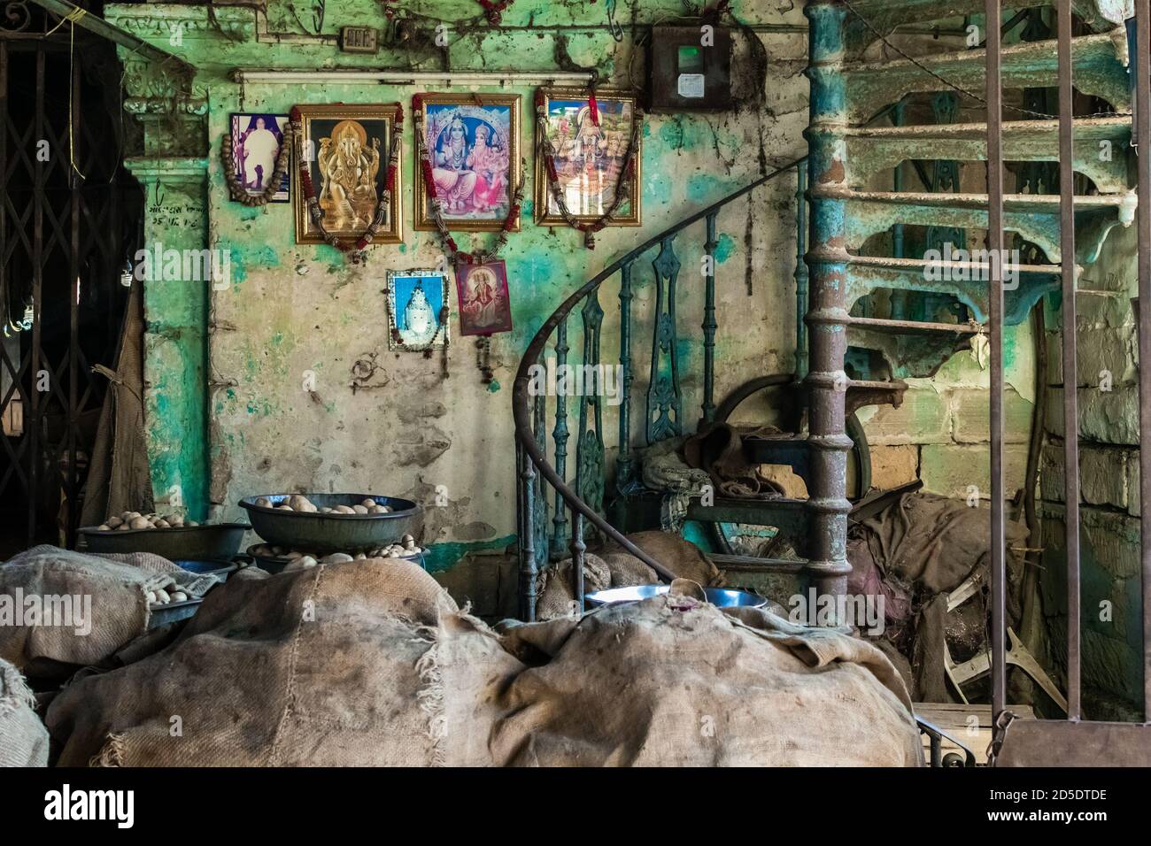 Jamnagar, Gujarat, India - December 2018: A spiral staircase inside an ...