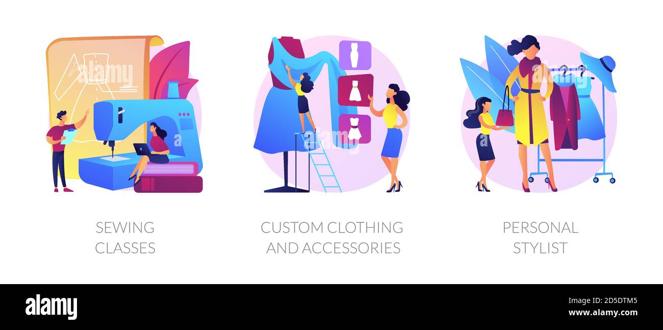 Sewing infographic flat style hi-res stock photography and images - Alamy