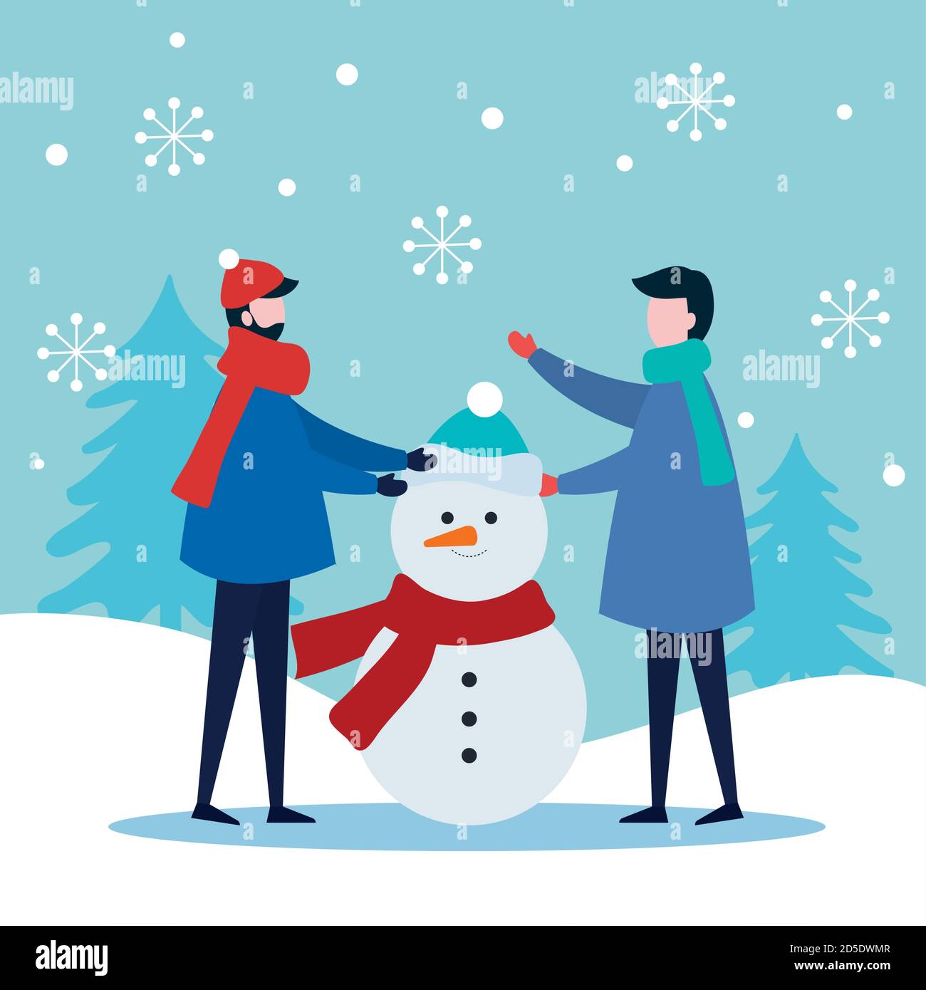 merry christmas men with snowman vector design Stock Vector Image & Art ...