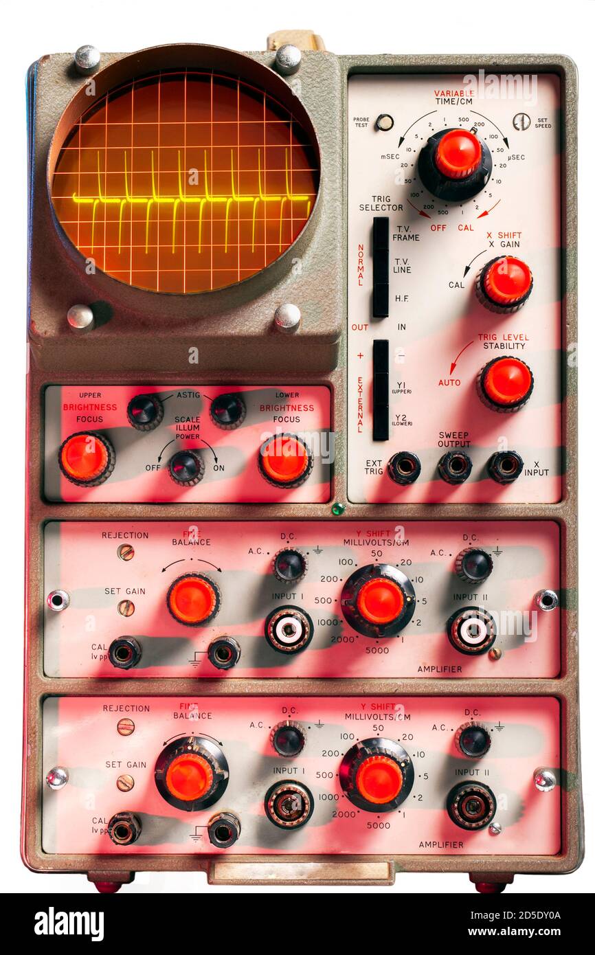 Front view of a vintage isolated oscilloscope Stock Photo - Alamy