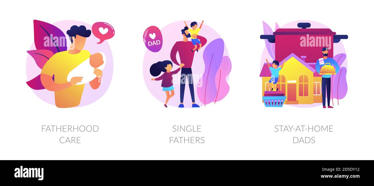 Men taking paternity leave abstract concept vector illustrations Stock ...