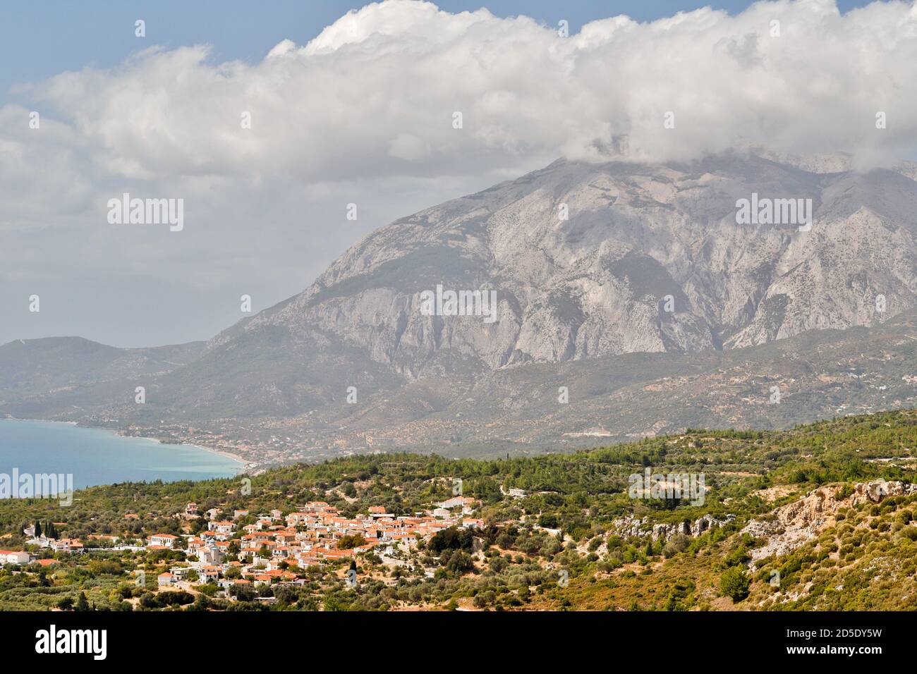 Panoramic view of the bay of Marathokampos on the Greek Aegean island ...