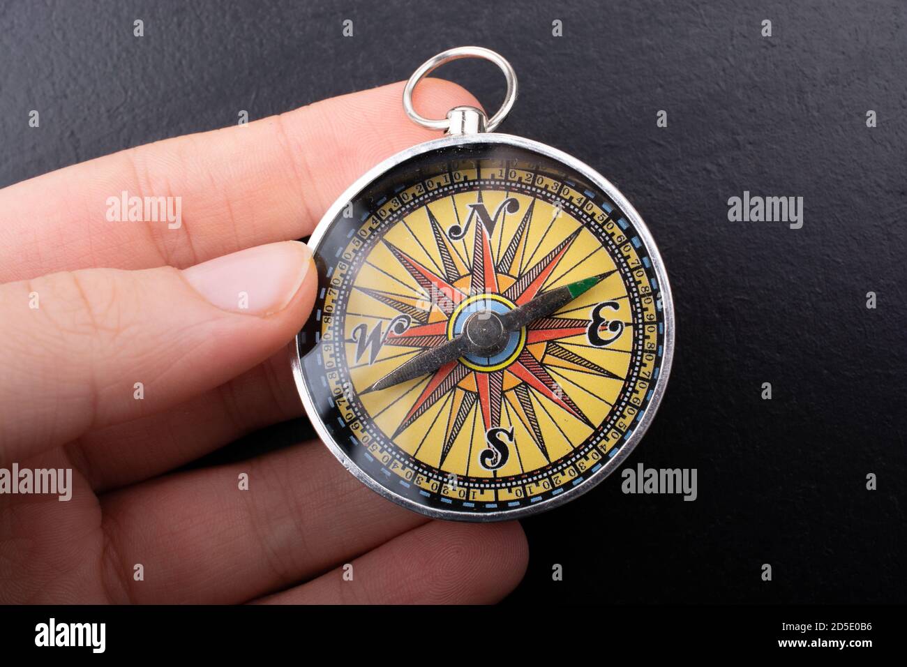 Closeup of a person's hand holding a compass Stock Photo - Alamy