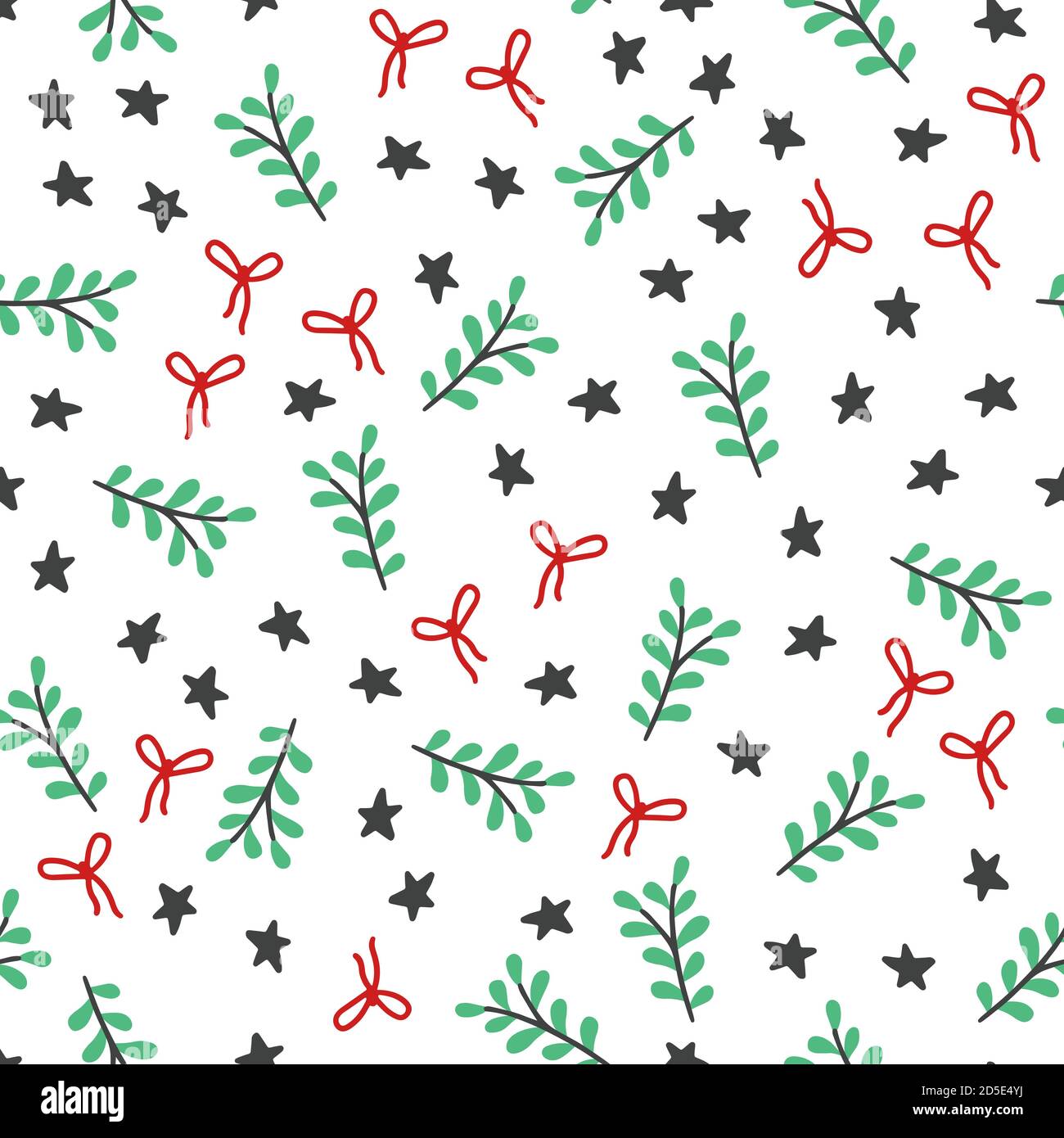 Christmas floral seamless pattern. Hand drawn style illustration ...