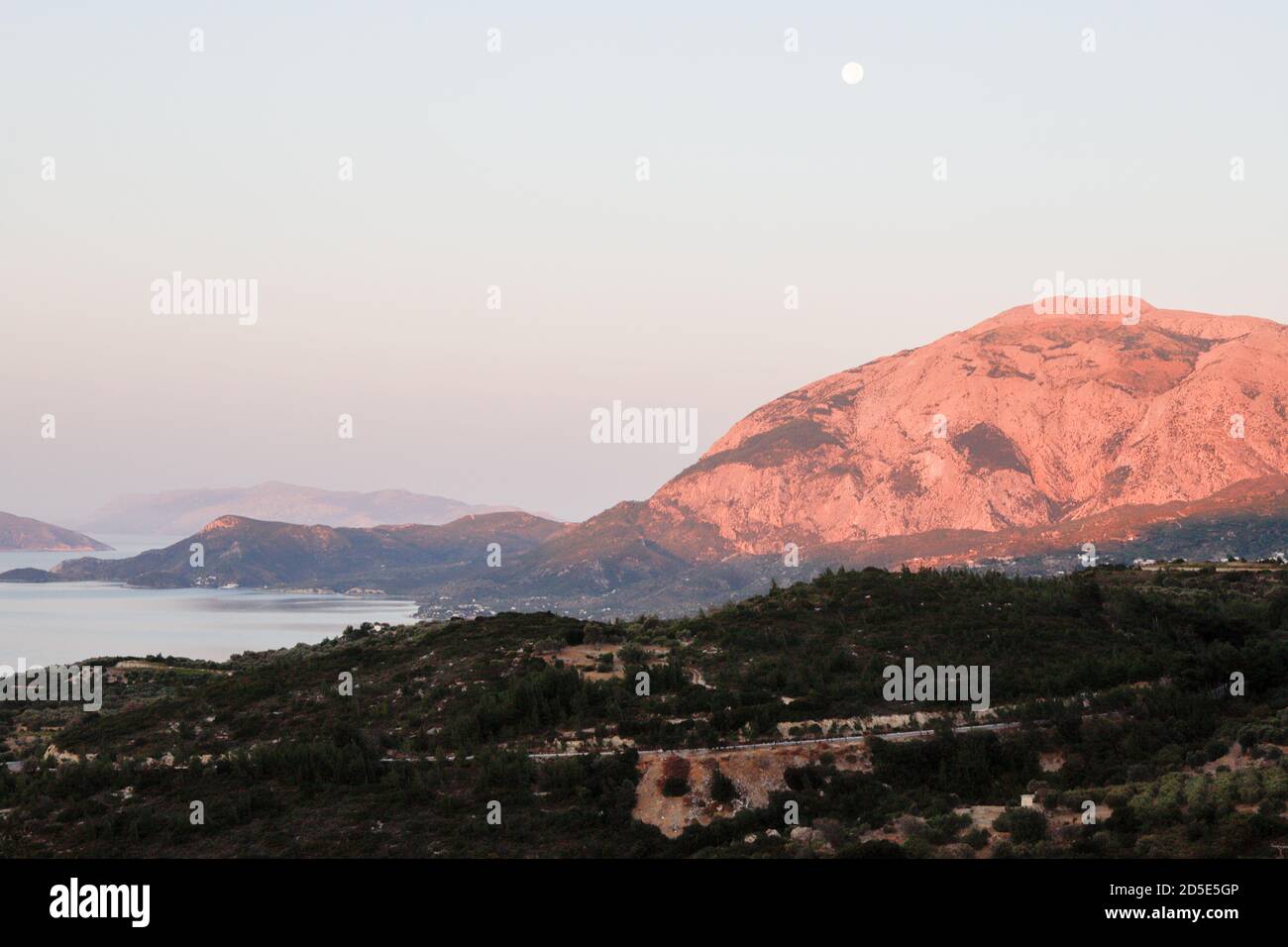 Panoramic view of the bay of Marathokampos on the Greek Aegean island ...