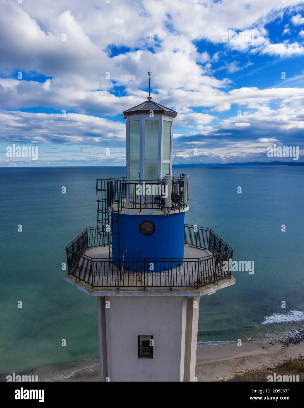 Aerial view of lighthouse in the sea Stock Photo - Alamy