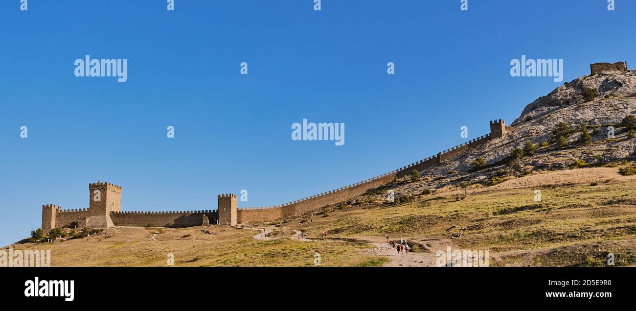 Walls and towers of a medieval Genoese fortress in Sudak, Crimean ...