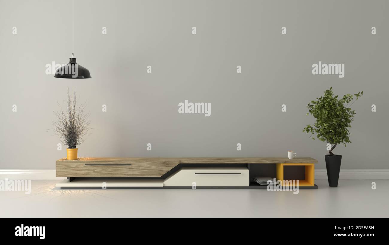 tv room with modern wooden tv unit design and lighting concept 3D ...