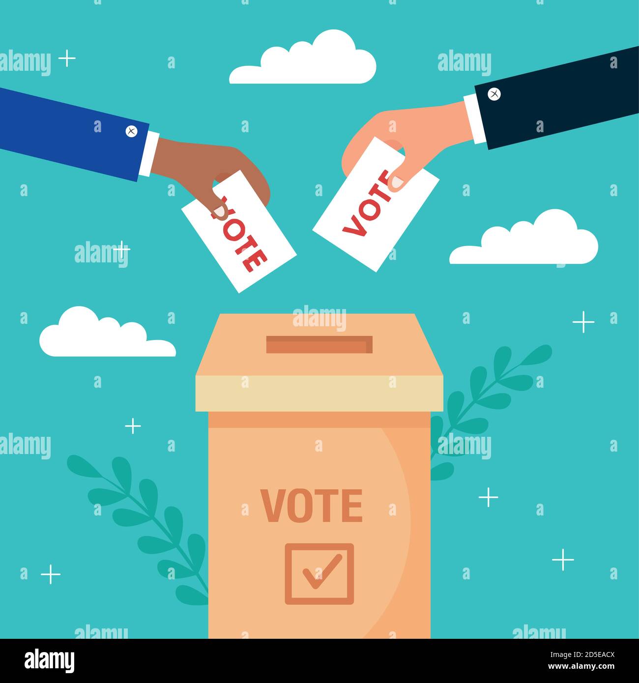 Election day hands holding vote papers and box vector design Stock ...