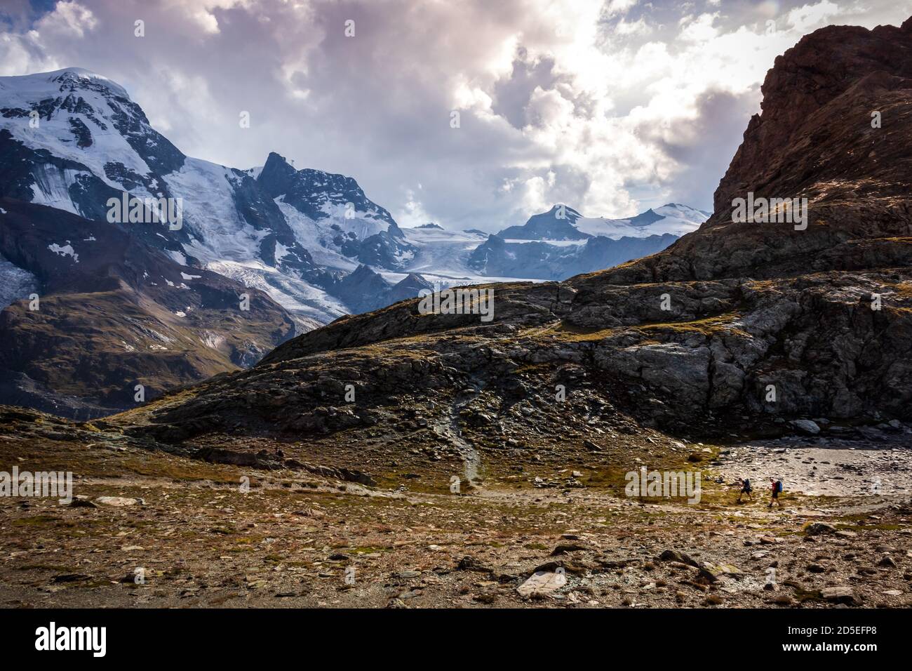 Gornergrat mountain above the Gorner glacier in the Valais Alps in ...