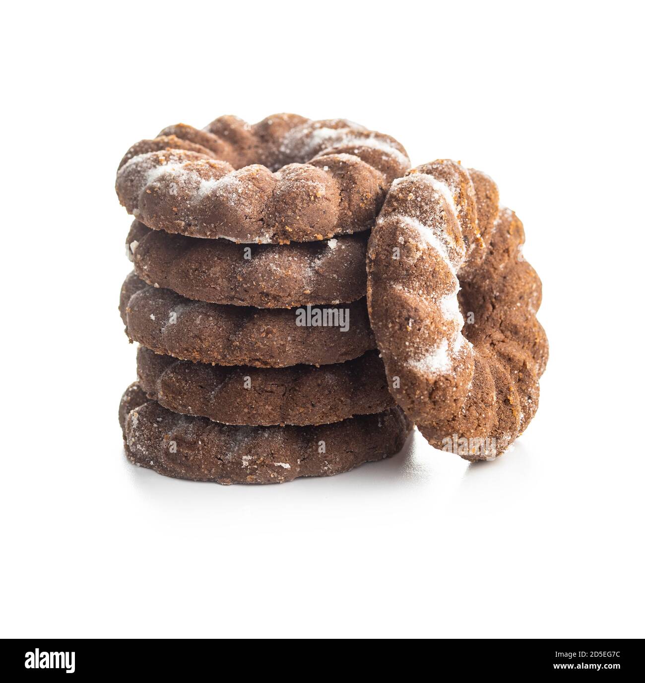 Sweet rings cookies. Biscuits with cocoa flavor isolated on white ...