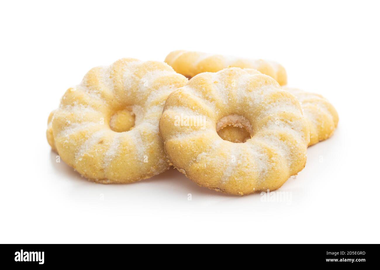 Sweet rings cookies. Biscuits with vanilla flavor isolated on white ...
