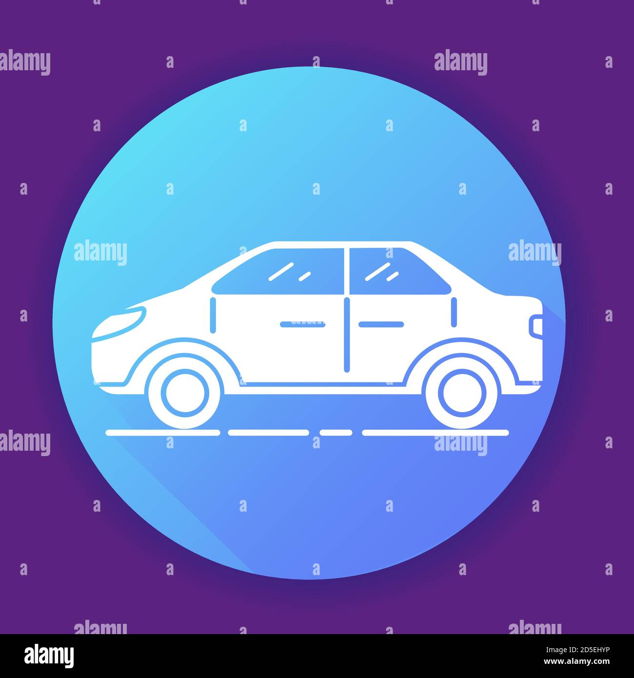 Car icon sedan flat vector illustration.Isolated on a blue background ...