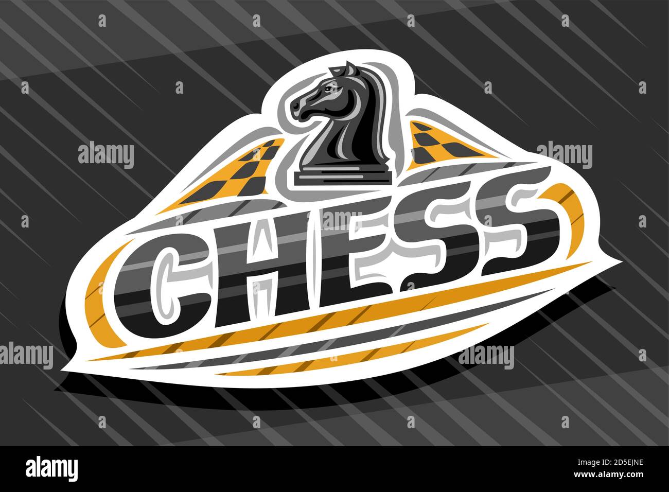 Vector logo for Chess Sport, white modern emblem with illustration of ...
