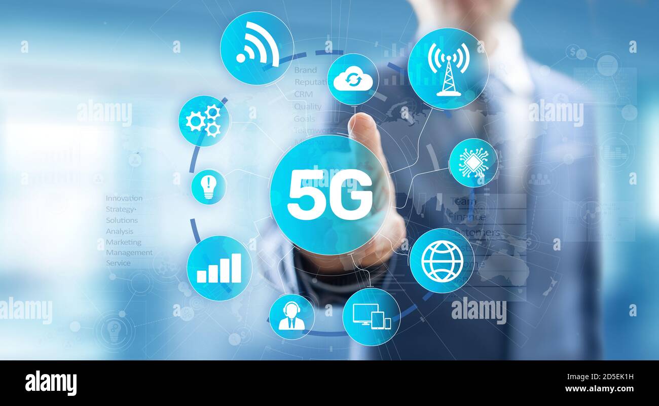 5G Fifth generation of mobile internet. Fast connection ...