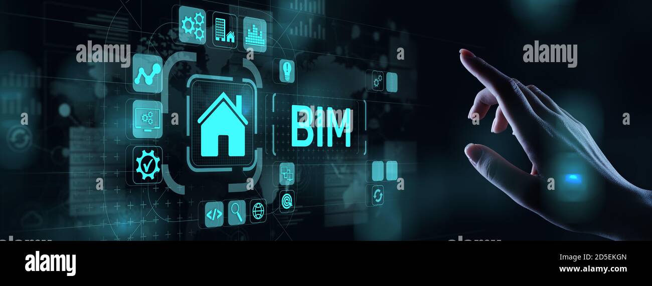 BIM Building Information Modeling Technology concept on virtual screen ...