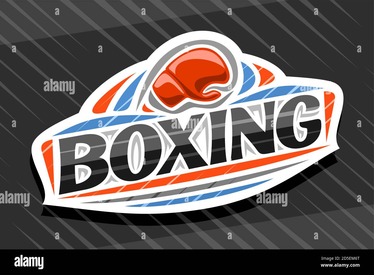 Vector logo for Boxing Sport, white modern emblem with illustration of ...