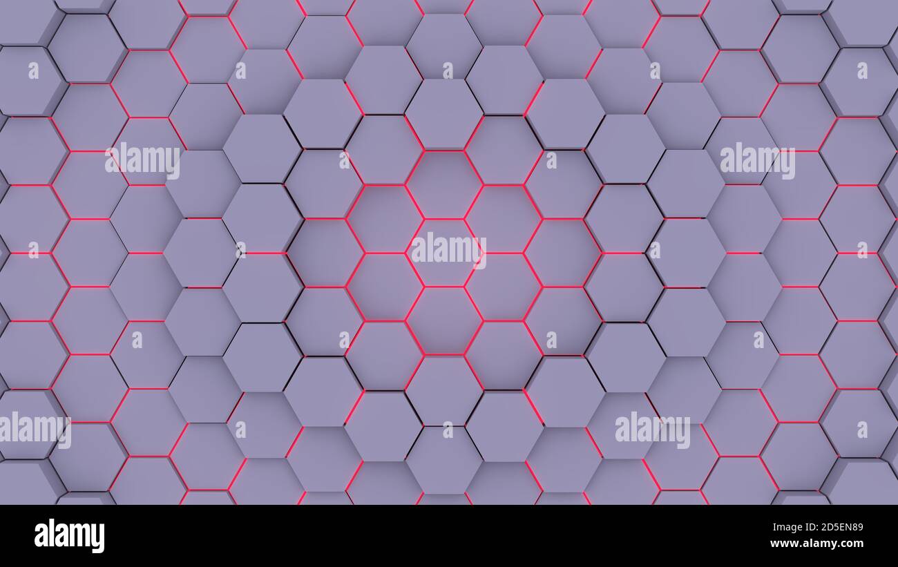 Abstract 3D bright purple hexagon pattern Stock Photo - Alamy